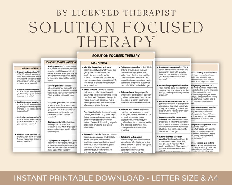 Solution Focused Therapy Questions Cheat Sheet | Sfbt Worksheets ...
