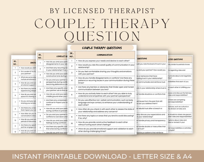Couples Therapy Questions, Marriage Counseling Session Questions ...