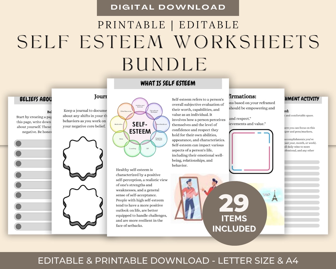 Self Esteem Worksheets, Therapy Worksheets, Therapy Resources ...