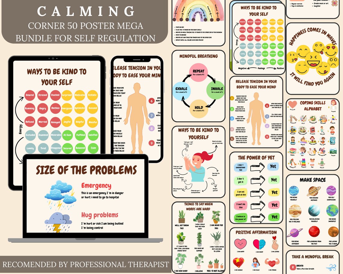 50 Calming Corner Kids Emotions Poster Sign Classroom Calm Down ...