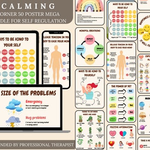 50 Calming Corner Kids Emotions Poster Sign Classroom Calm Down ...