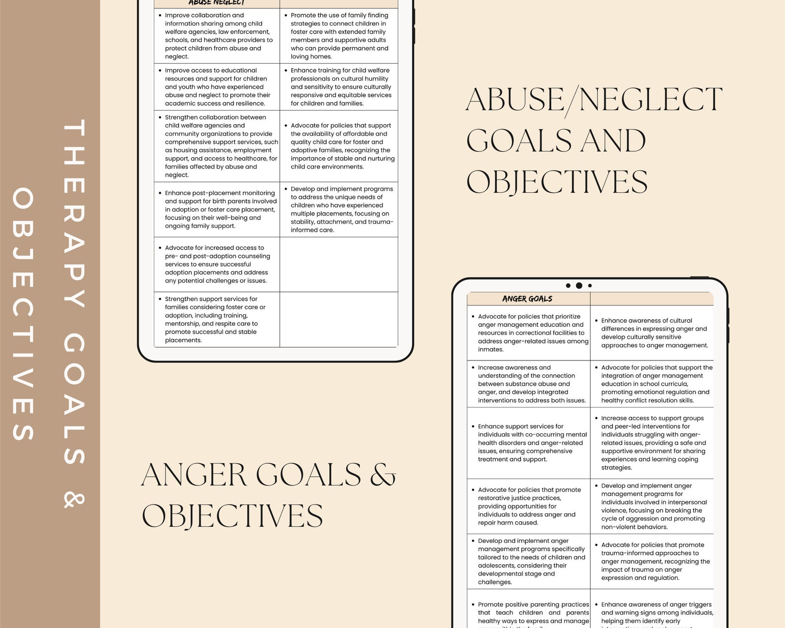 Therapy Goals and Objectives Bundle: Therapist Reference Sheets ...