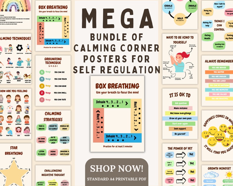 Calming Corner Poster Bundle: Kids Emotions, Self Regulation (digital ...