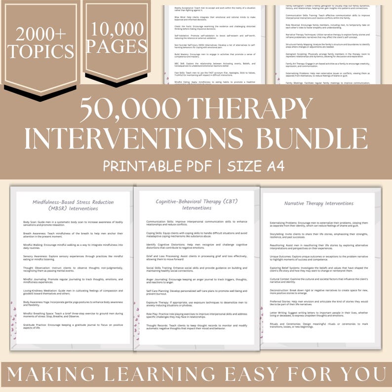 Therapy Interventions Guide: CBT, DBT + Mental Health Notes (digital ...