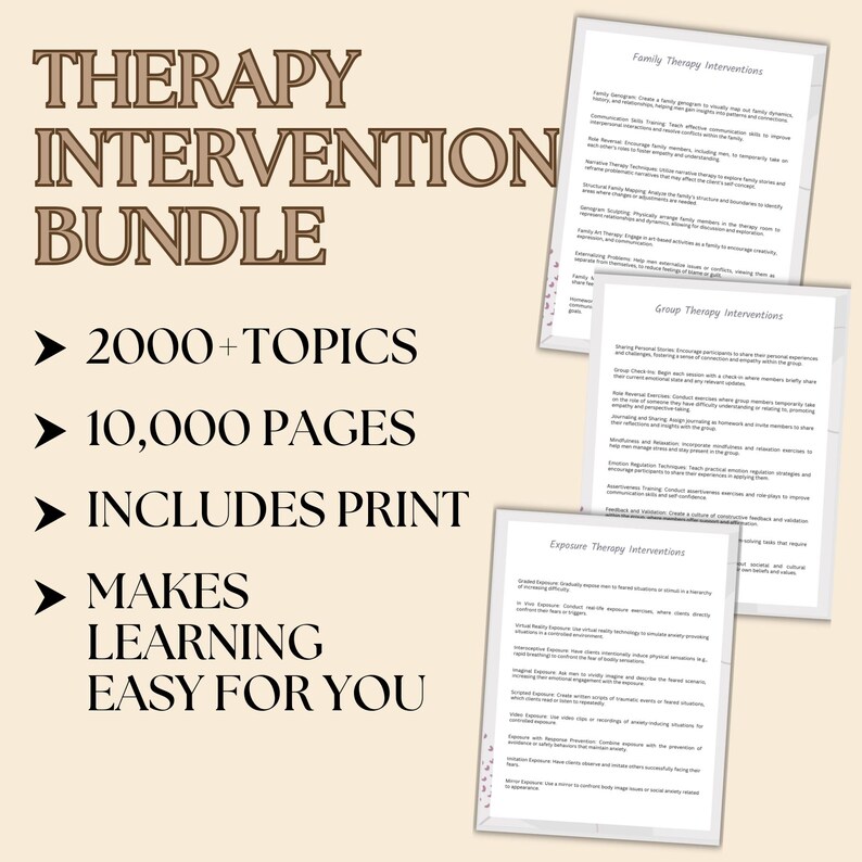 Therapy Interventions Guide: CBT, DBT + Mental Health Notes (digital ...