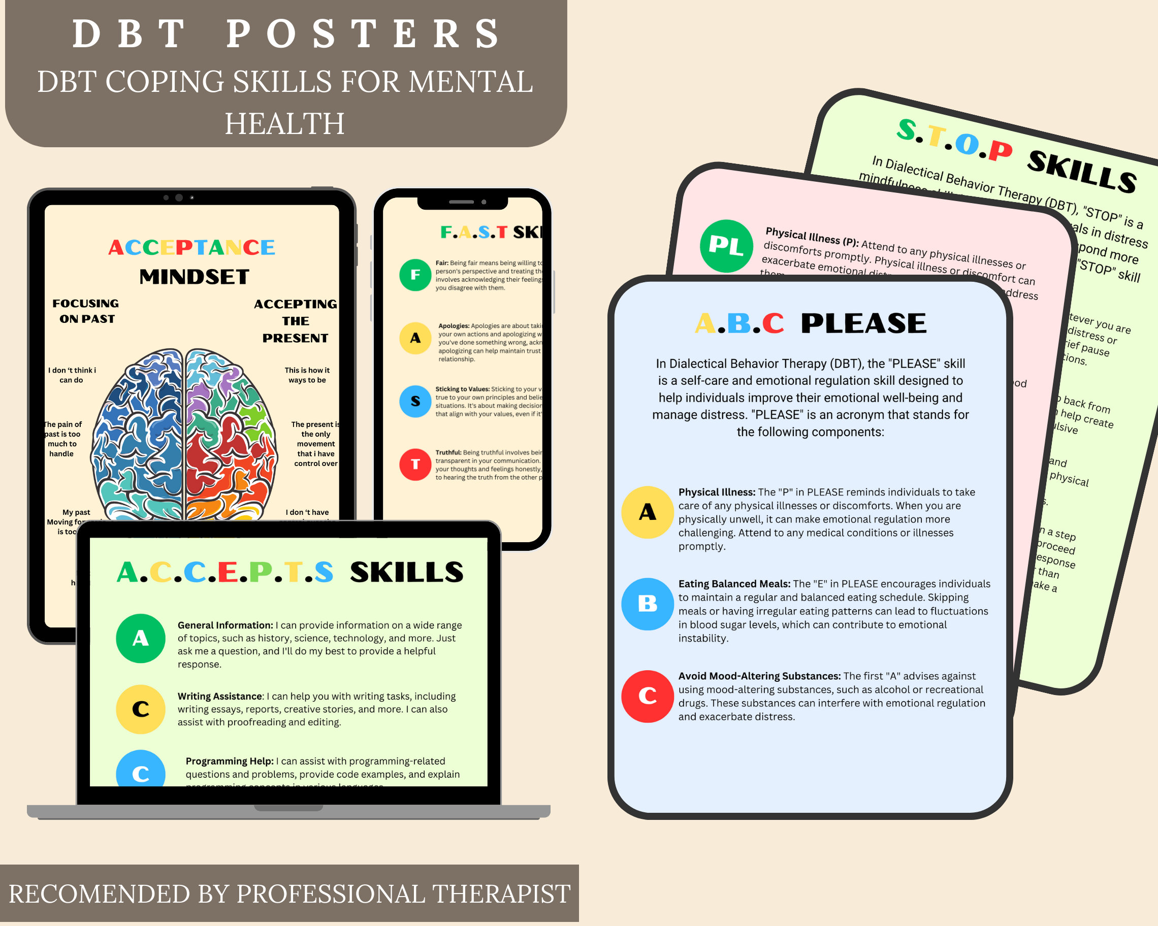 DBT Coping Skills Poster Bundle: Therapy Handout (digital Download) - Etsy