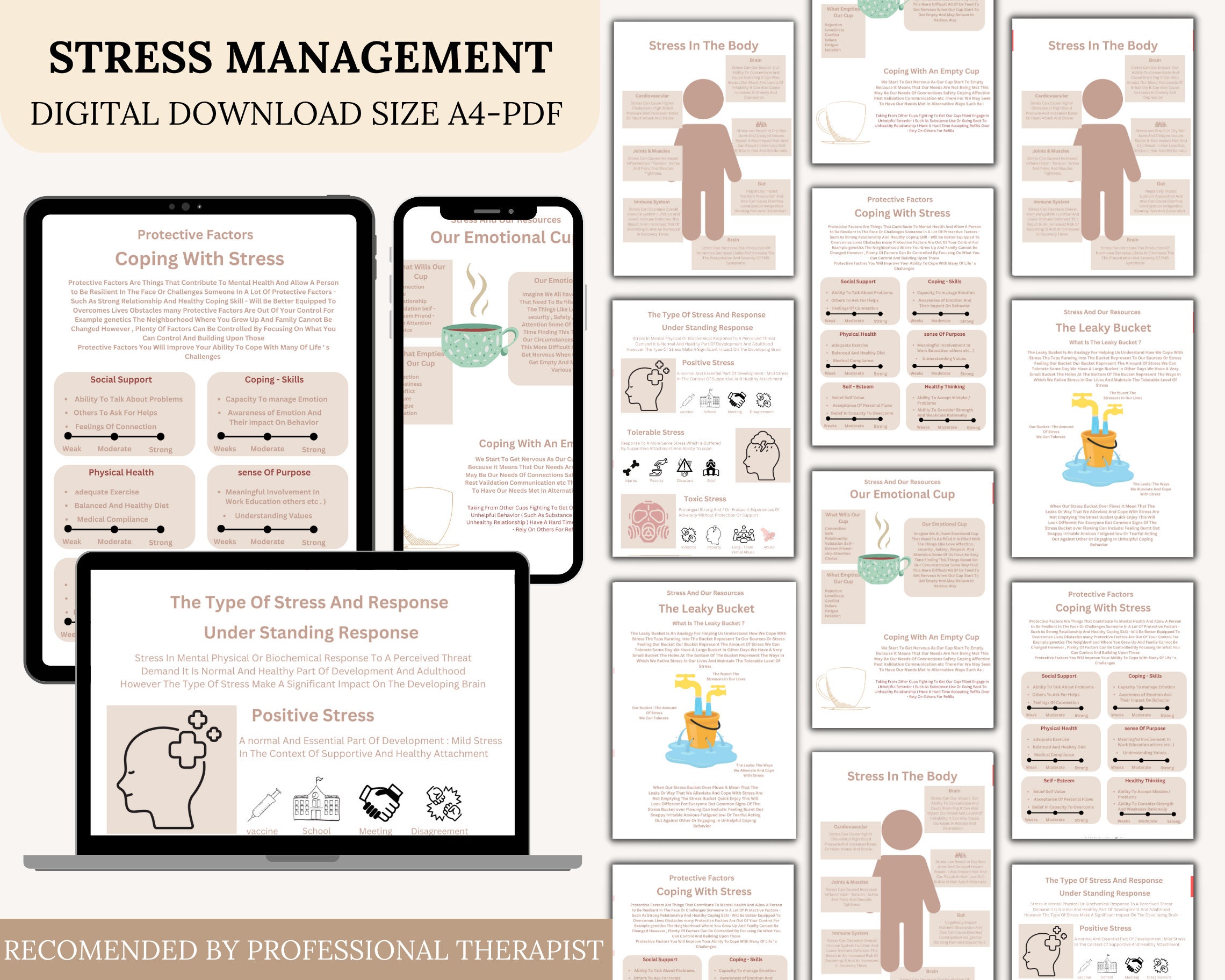 Stress Management Psychoeducation Posters: Mental Health Resources ...