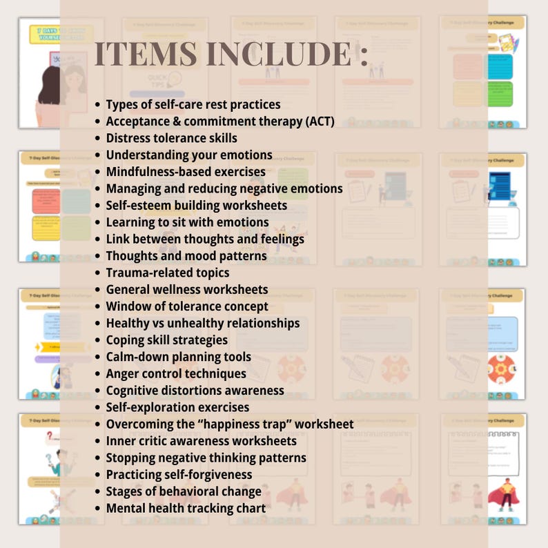 Teen Therapy Worksheet Bundle: CBT, DBT Coping Skills (digital Download ...
