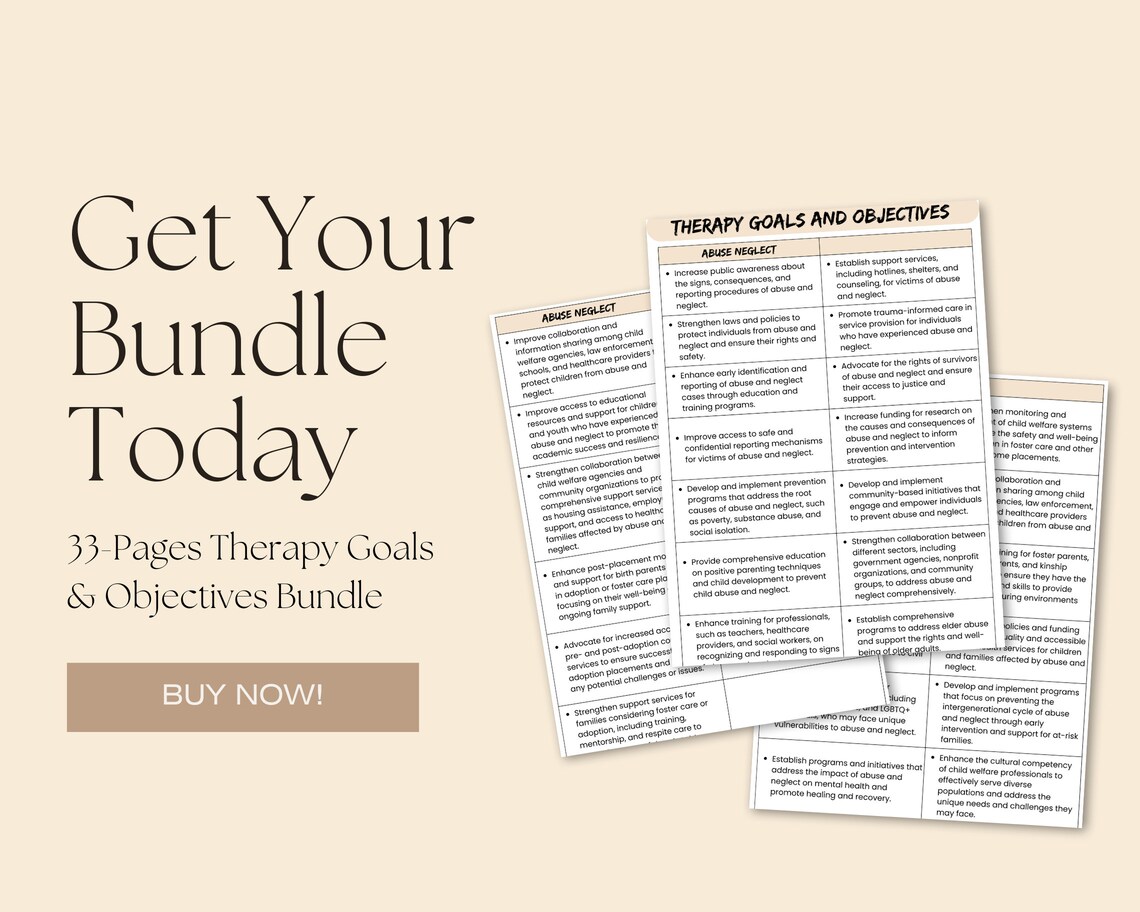 Therapy Goals and Objectives Bundle, Clinical Therapy Notes, Therapist ...