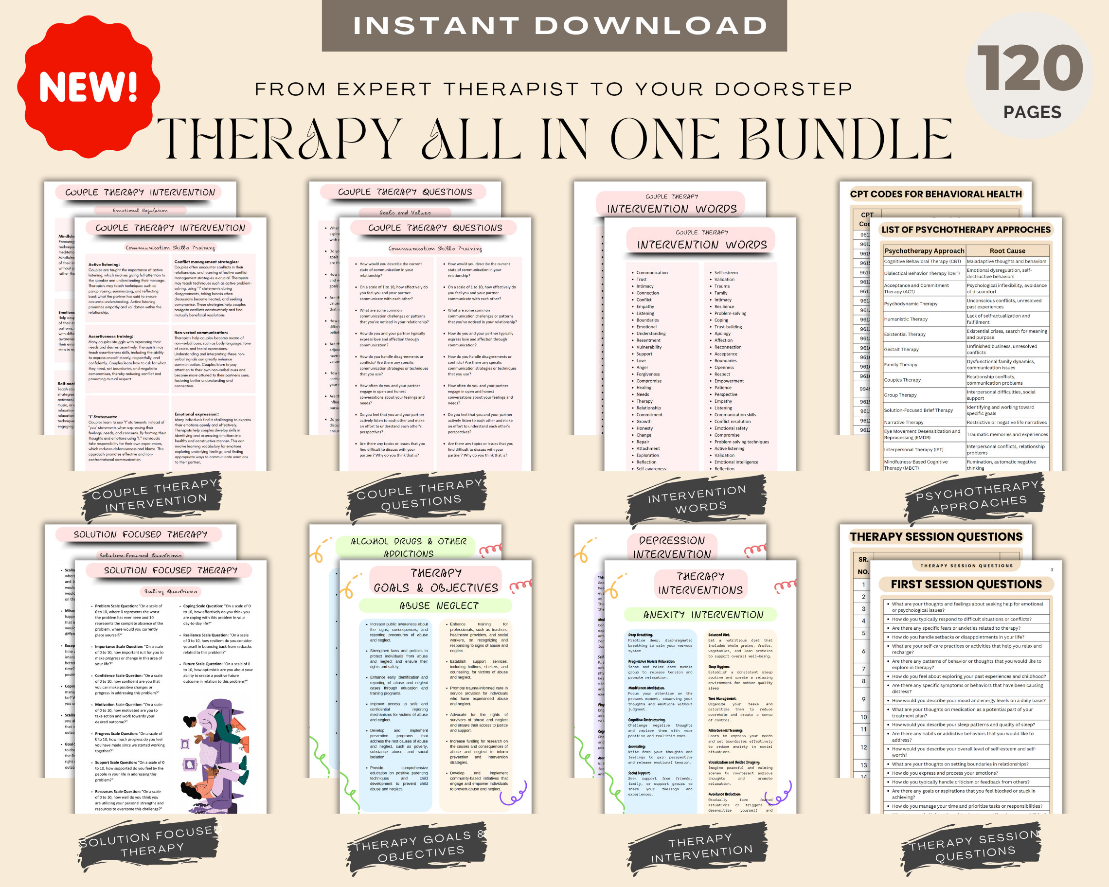 Therapy Printable Bundle: Worksheets, Progress Notes, Journal (digital ...