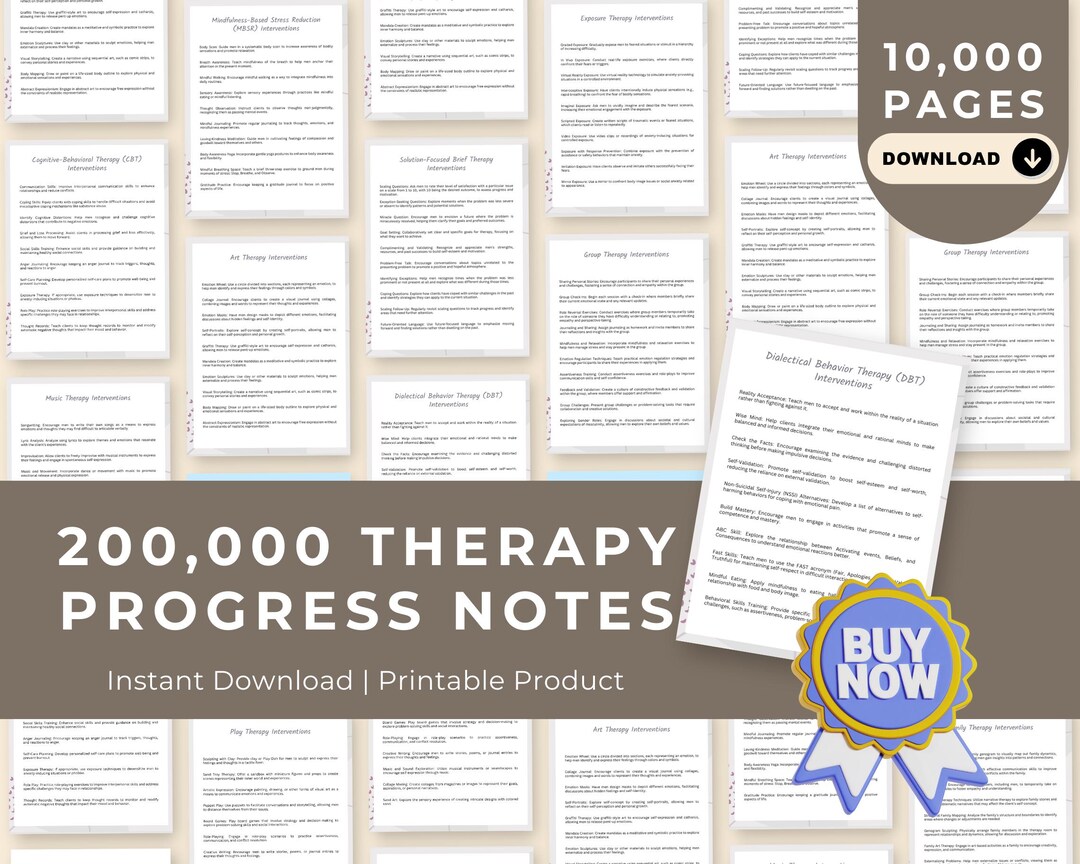 Therapy Progress Notes MEGA Bundle: 100 Client Workbooks (PDF) - Etsy