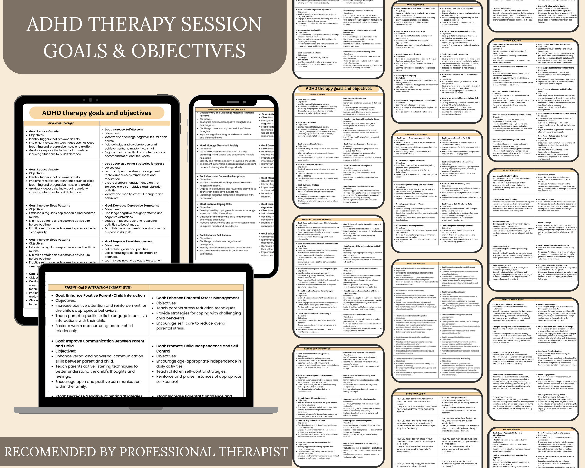 Therapy Bundle - SMART Goals Treatment Planning Guide & Progress Note ...