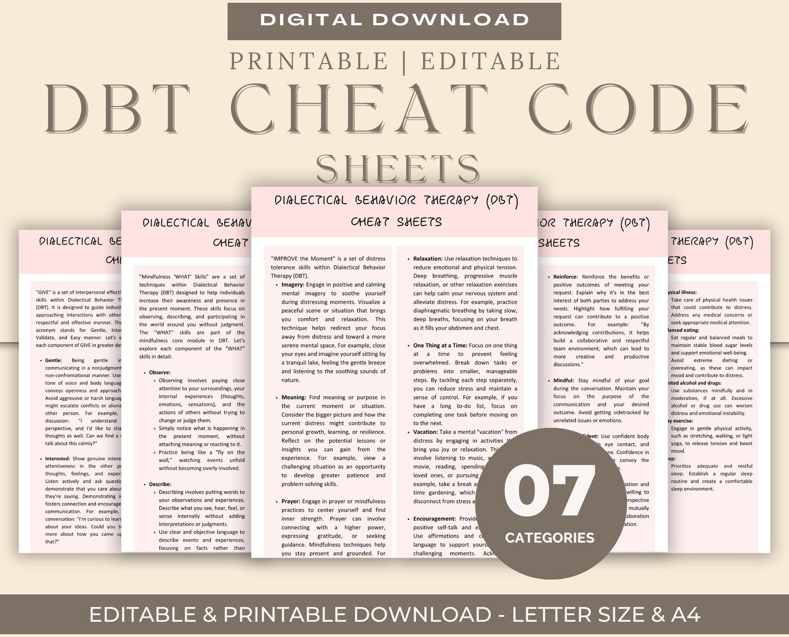 DBT Coping Skills Cards: Mental Health, BPD Therapy (digital Download ...