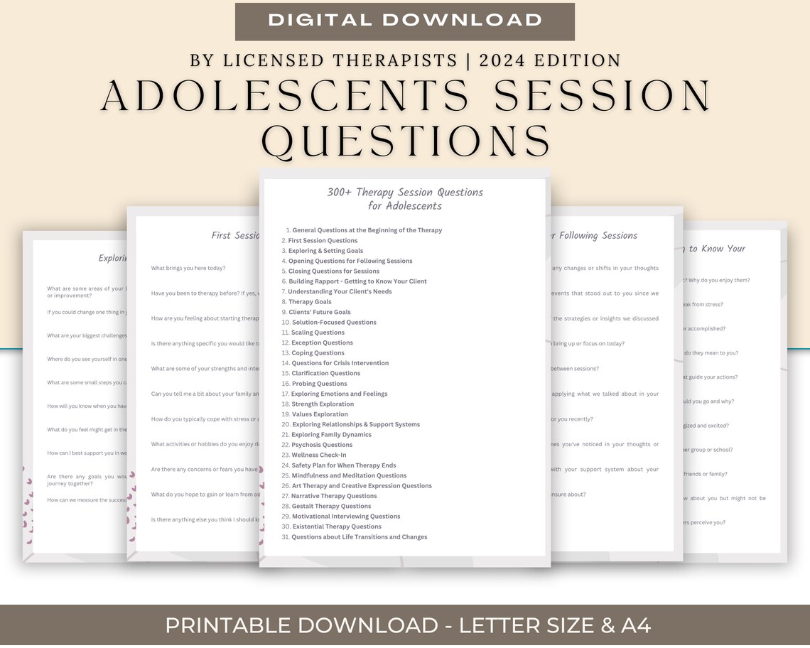 Adolescent Therapy Session Questions, Counseling Questions, Therapy ...