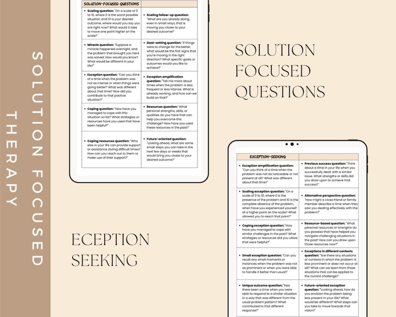Solution Focused Therapy Questions Cheat Sheet | Sfbt Worksheets ...