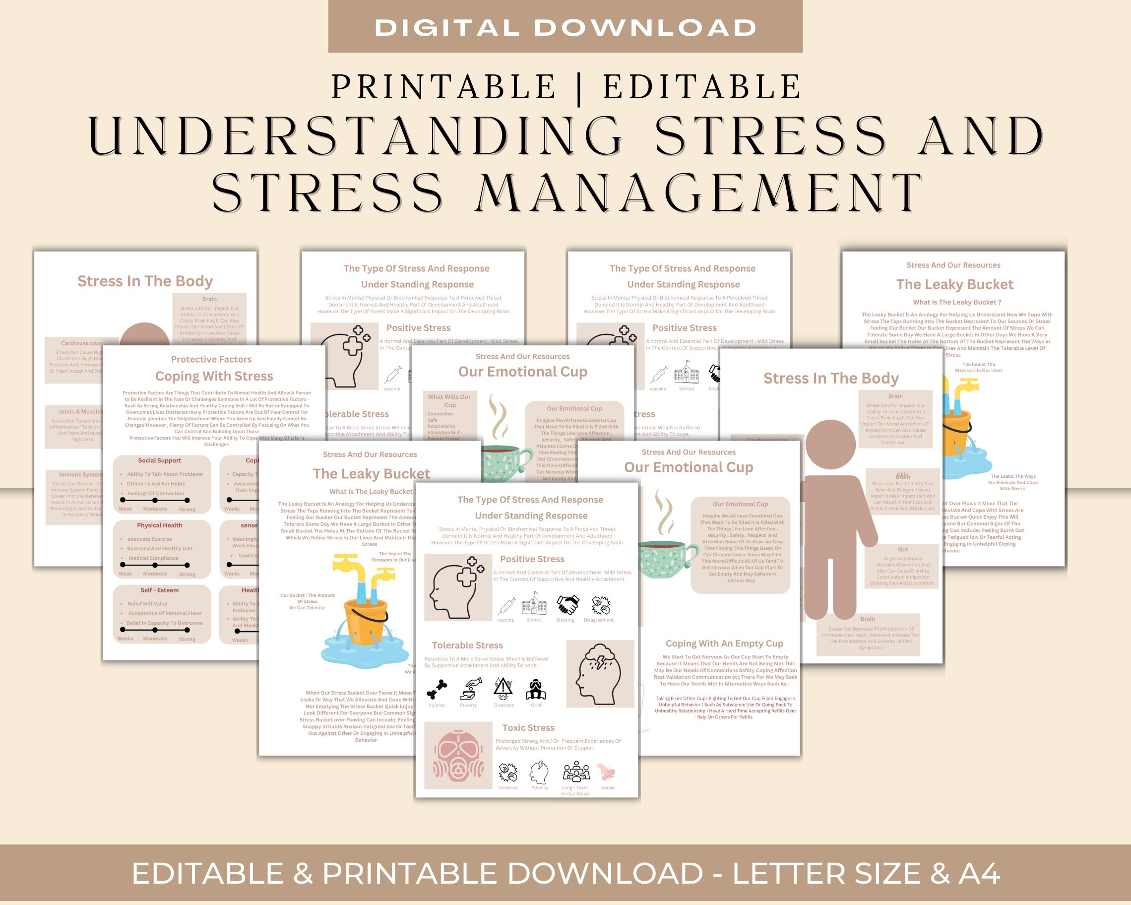 Stress Management Psychoeducation Posters: Mental Health Resources ...