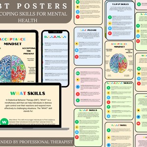 DBT Bundle Coping Skills Printable Poster Handout Cheat Sheet ...