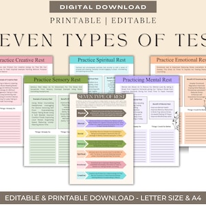 Self-care Workbook: 7 Types of Rest for Mental Wellbeing (digital ...