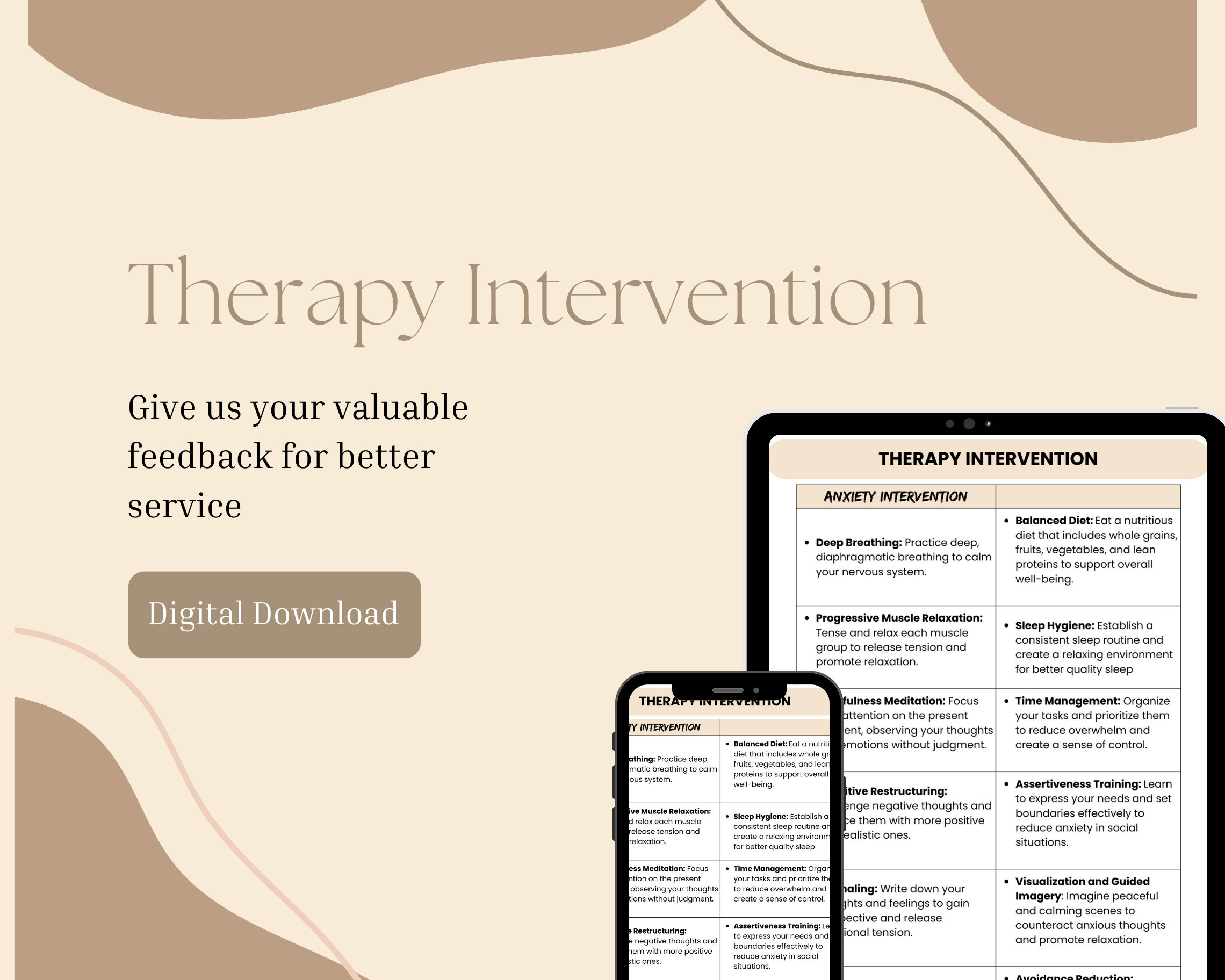 Therapeutic Interventions List: Therapist Cheat Sheets (digital Download) - Etsy