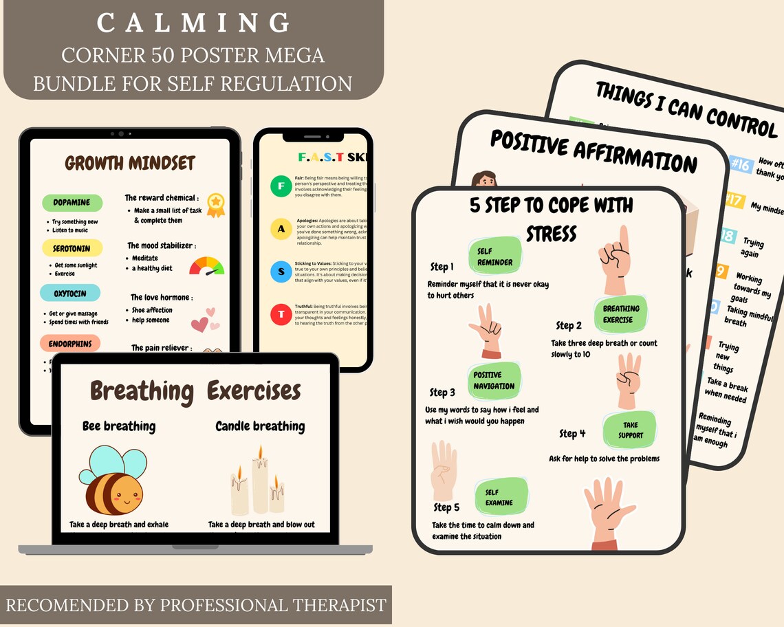 Calming Corner Poster Bundle: Kids Emotions, Self Regulation (digital ...