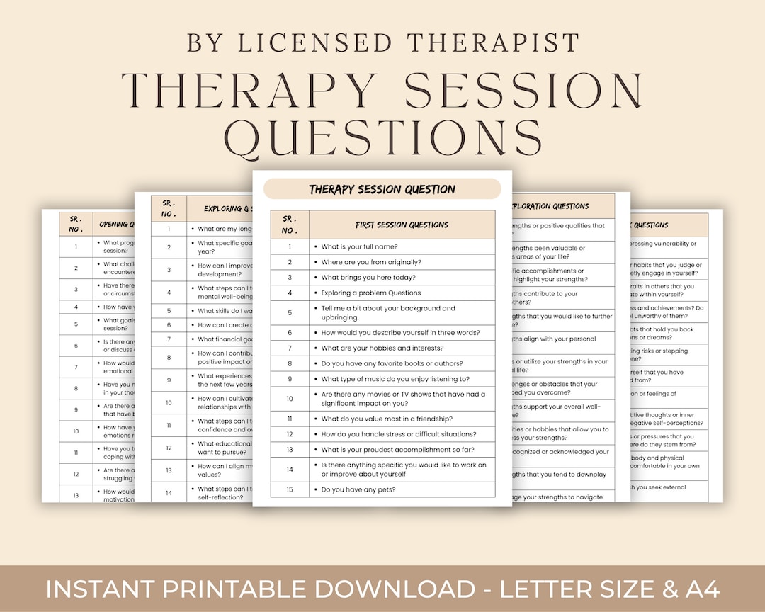 Therapy Session Questions Bundle: Clinical Tools & Counseling Notes ...