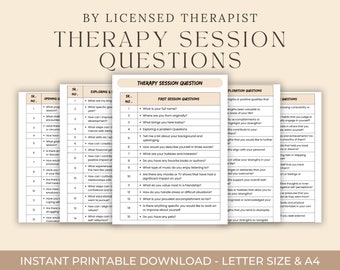 Therapy Session Questions Bundle, Therapy Counseling Notes Template ...