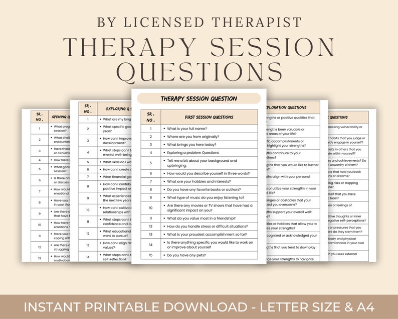 Therapy Session Questions Bundle: Clinical Tools & Counseling Notes ...