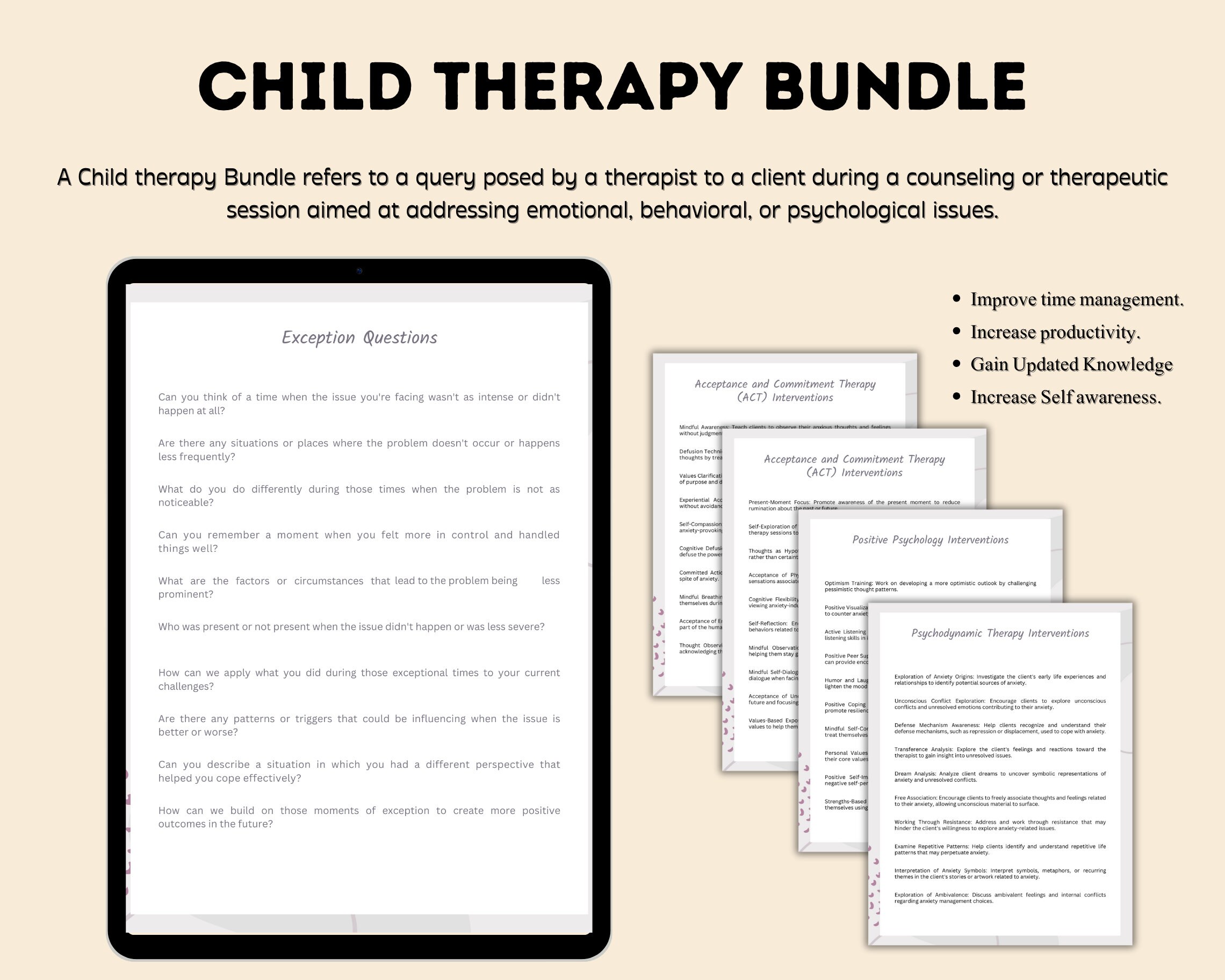 Child Therapy Bundle, Therapy Questions, Therapy Goals and Objectives ...