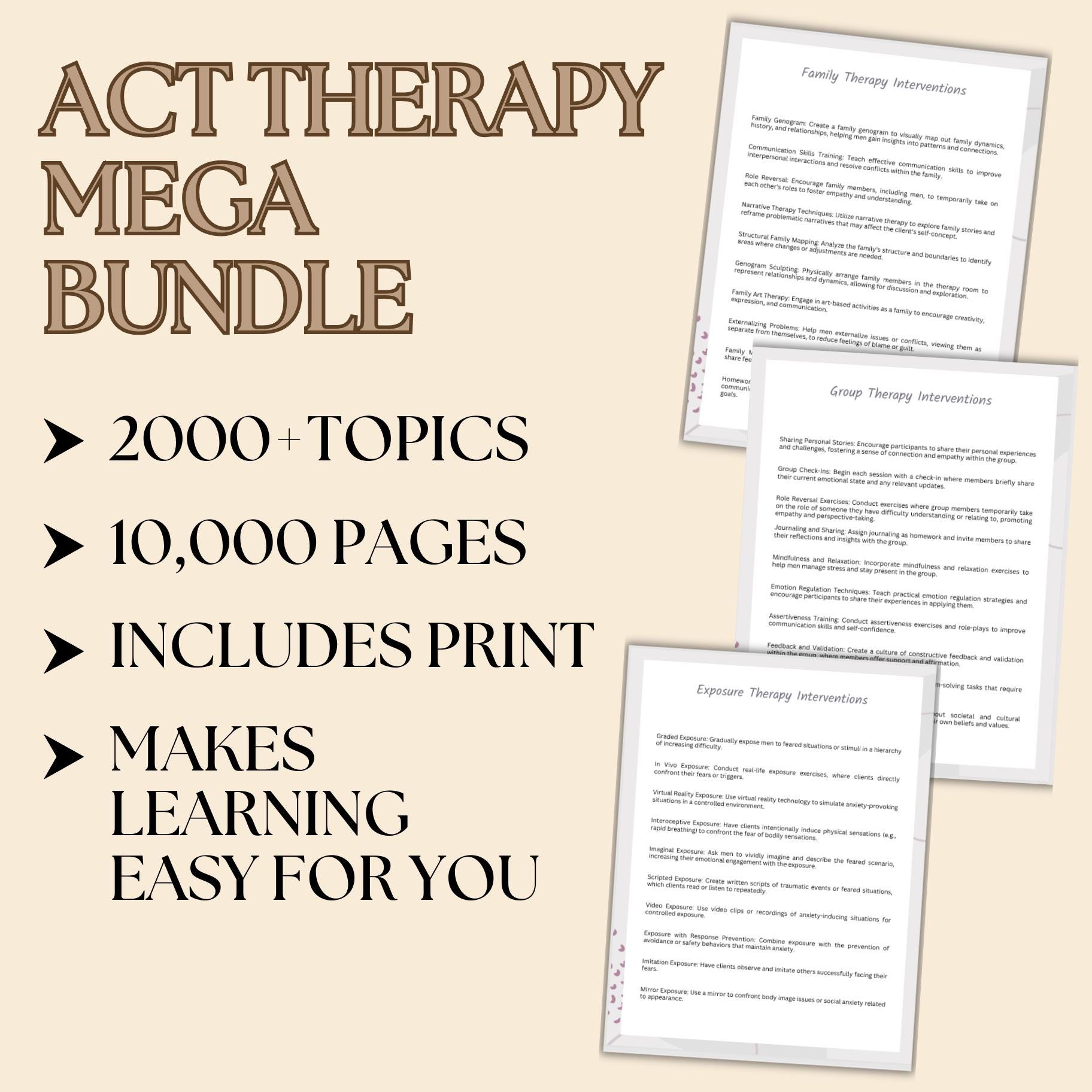 ACT Therapy Interventions Mega Bundle: 50,000+ Worksheets (PDF) - Etsy
