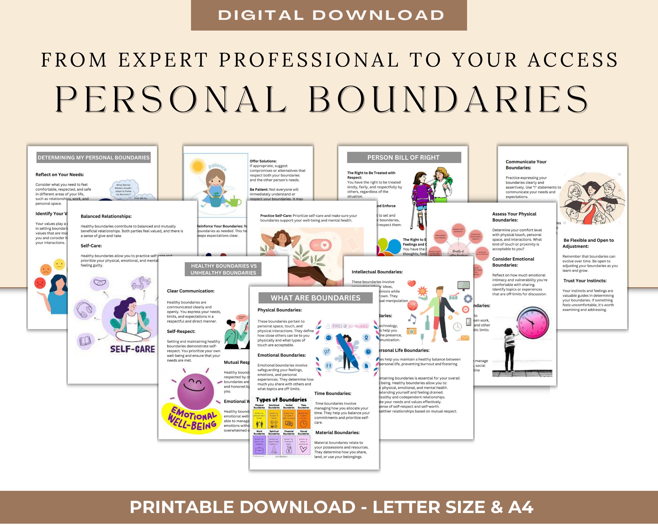 Personal Boundary Worksheets, Therapy Worksheets, Personal Space ...