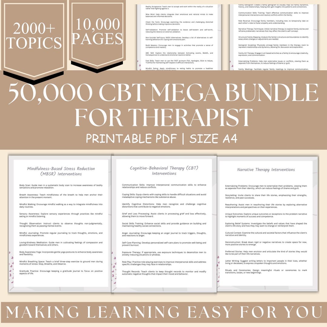 Cognitive Behavioral Therapy (CBT) Interventions Mega Bundle | CBT ...