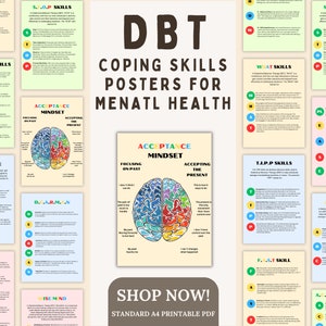 DBT Bundle Coping Skills Printable Poster Handout Cheat Sheet ...