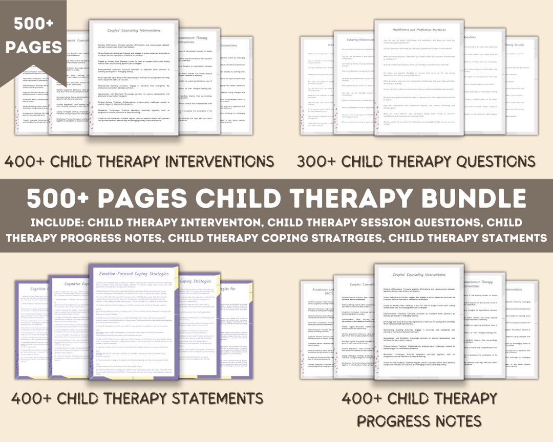 Child Therapy Bundle, Therapy Questions, Therapy Goals and Objectives ...