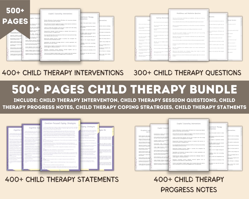 Child Therapy Bundle, Therapy Questions, Therapy Goals and Objectives ...