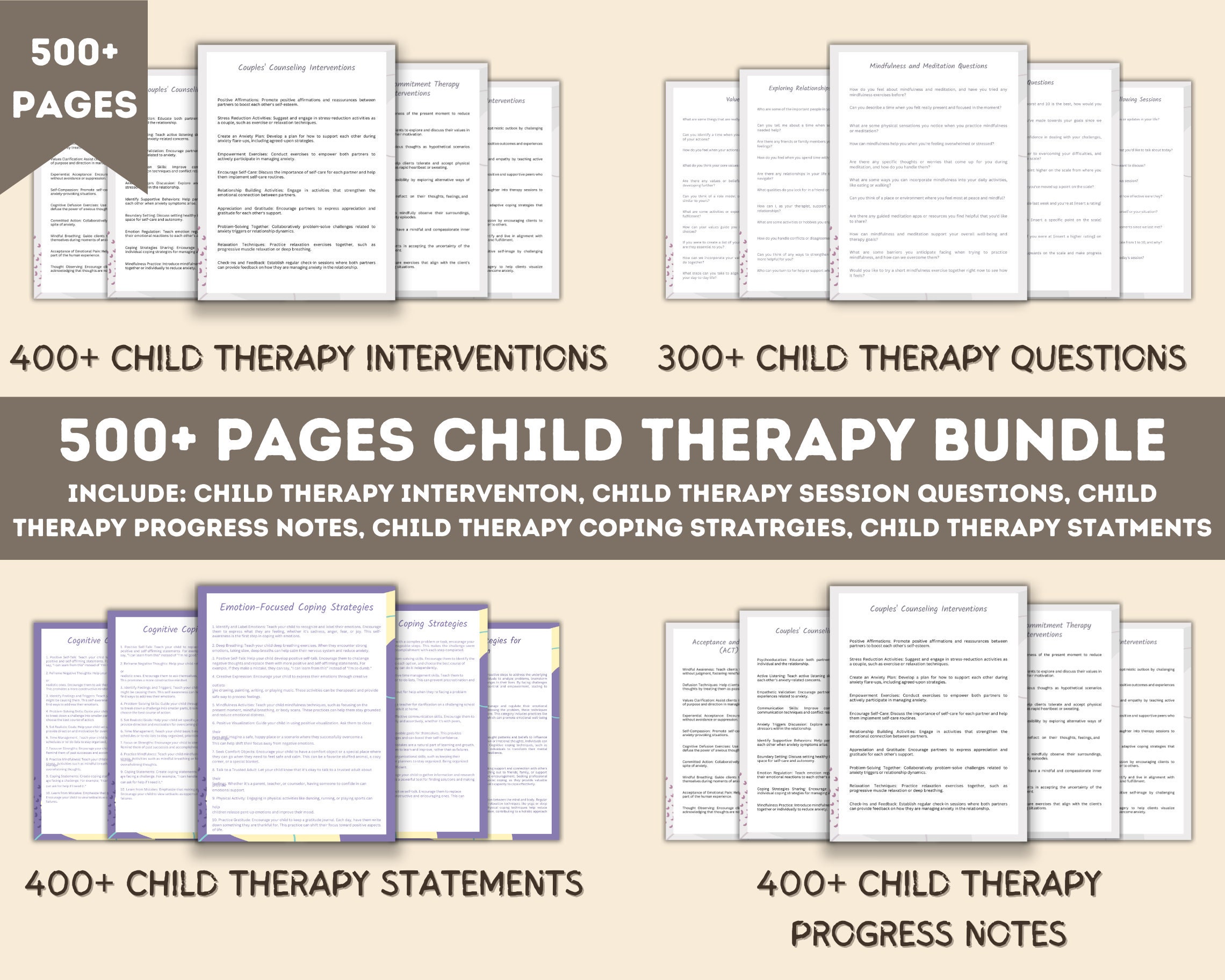 Child Therapy Bundle: Questions, Goals, Interventions, Progress Notes ...