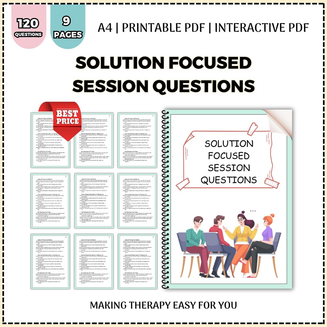 Solution Focused Brief Therapy Questions PDF | Counseling SFBT Workbook ...