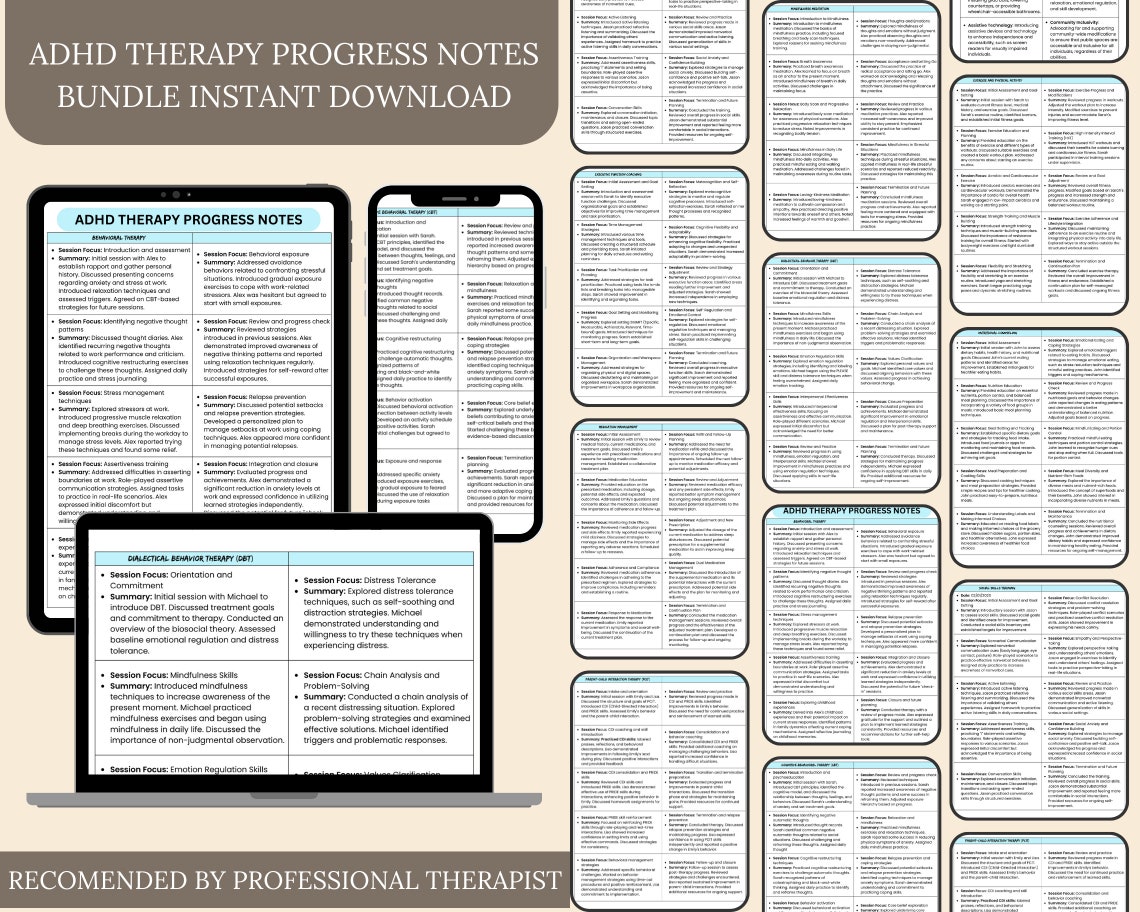 Therapy Progress Note Statements, Therapy Progress Notes, Psychotherapy ...