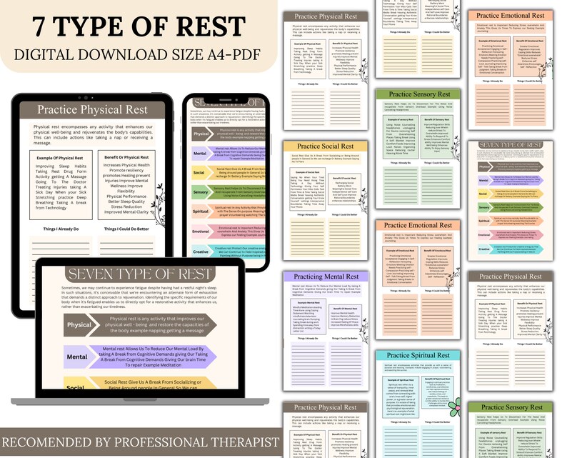 Self-care Workbook: 7 Types of Rest for Mental Wellbeing (digital ...