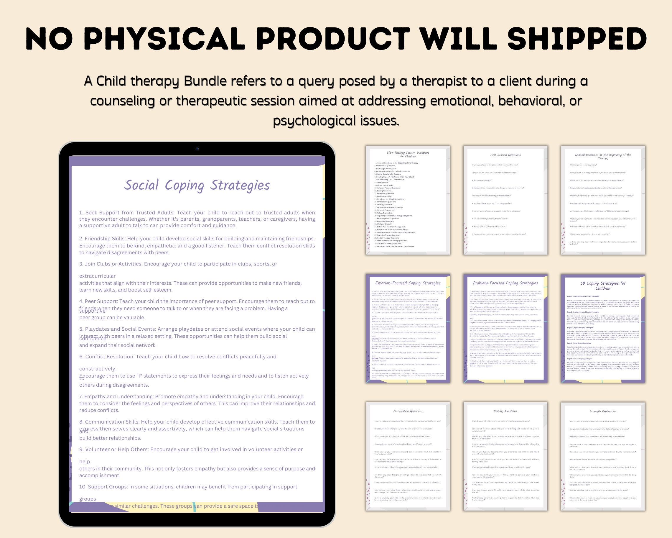 Child Therapy Bundle: Questions, Goals, Interventions, Progress Notes ...