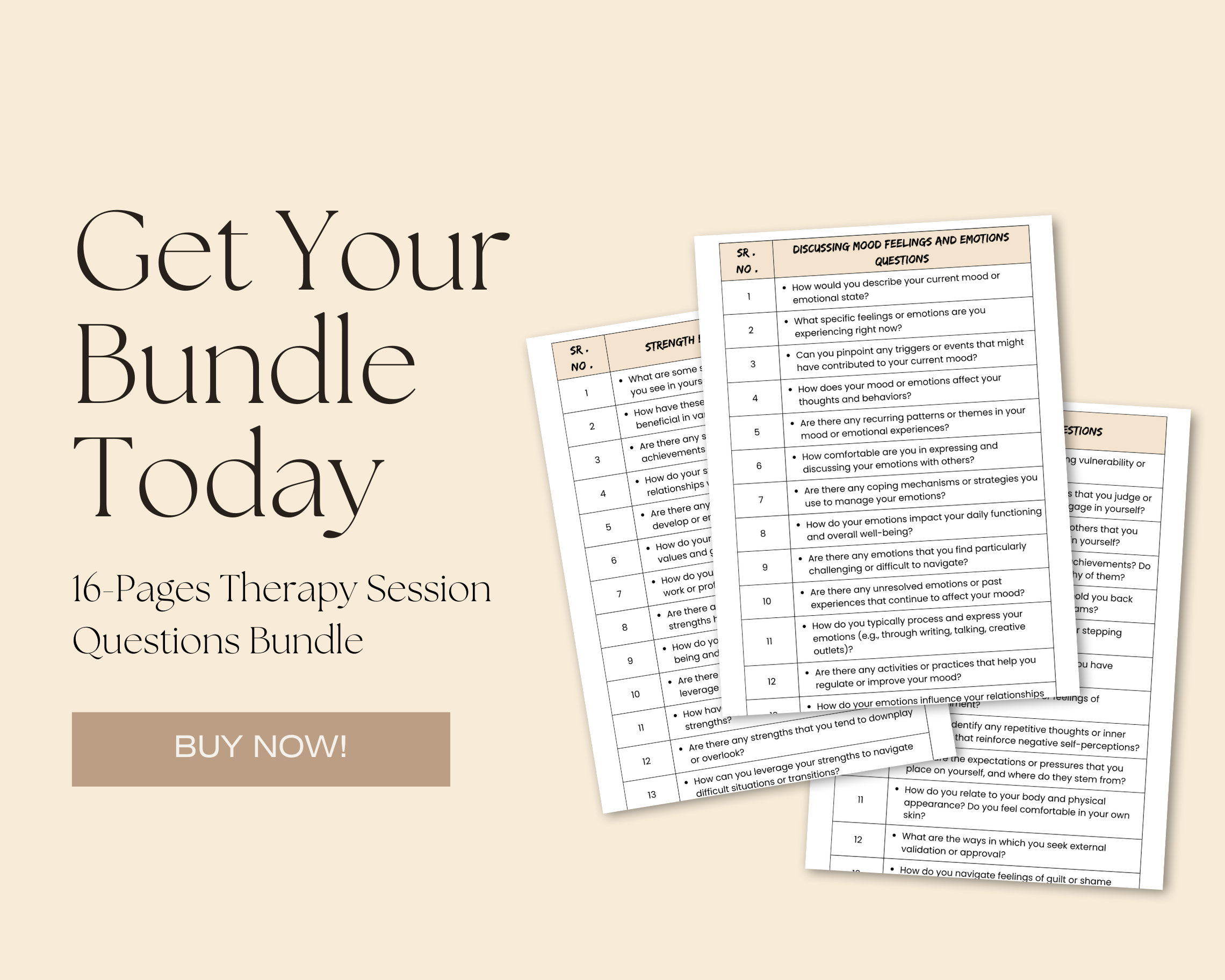 Therapy Session Questions Bundle Therapy Counseling Notes - Etsy