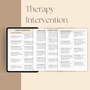 Therapeutic Interventions List: Therapist Cheat Sheets (digital ...