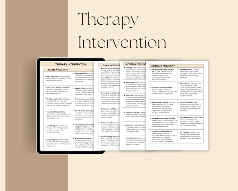 Therapeutic Interventions List: Therapist Cheat Sheets (digital ...