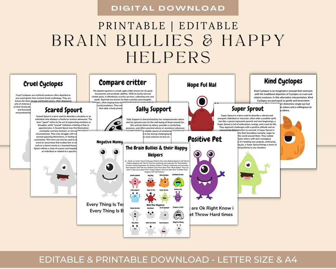 Thought Monster Cards: Kids Therapy Communication Tool (digital ...