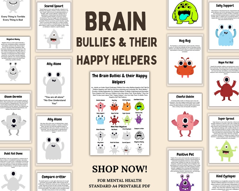 Thought Monster Cards: Kids Therapy Communication Tool (digital ...