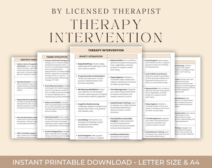 Therapeutic Interventions, Therapy Intervention List, Therapist Cheat ...