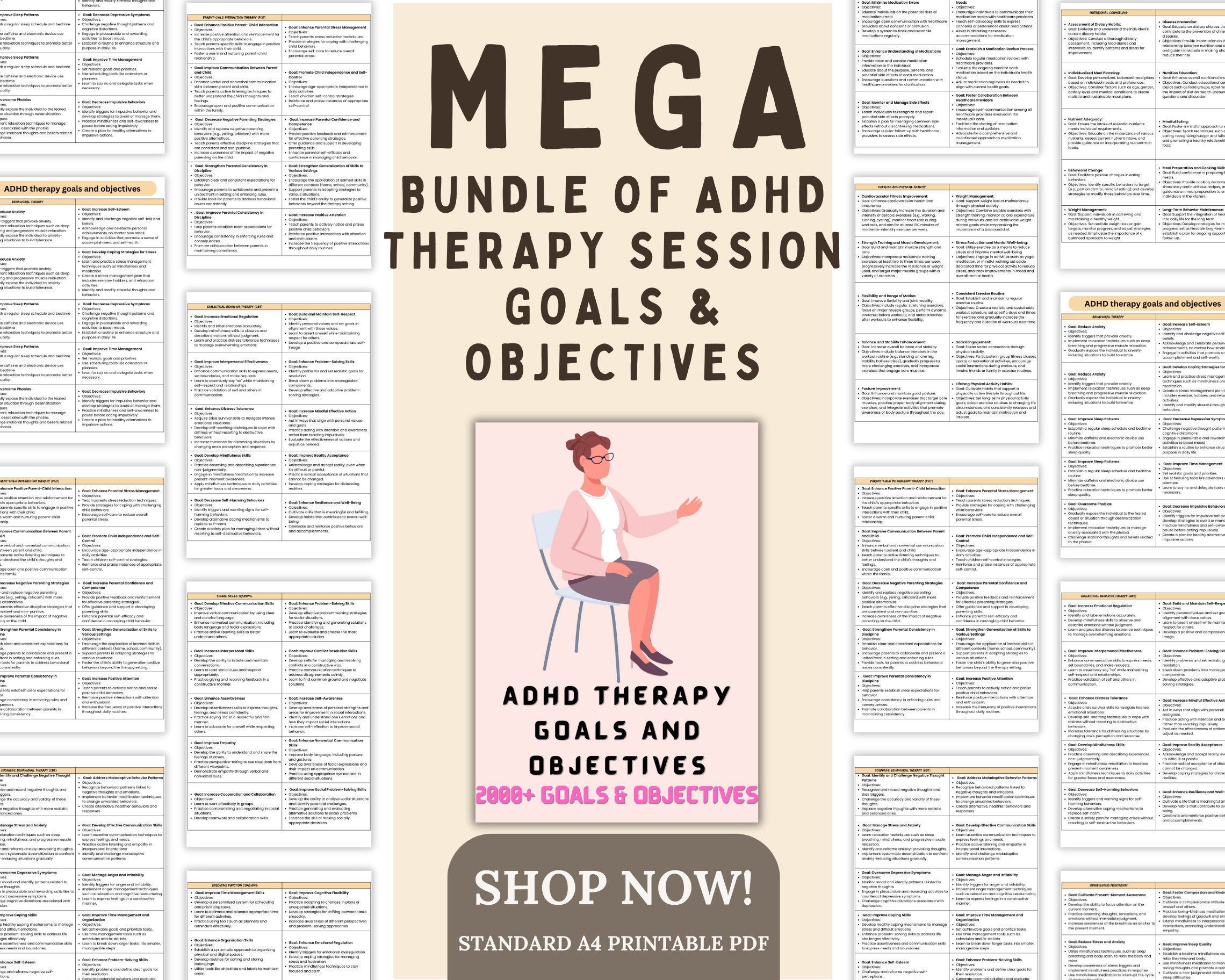 Therapy Bundle - SMART Goals Treatment Planning Guide & Progress Note ...