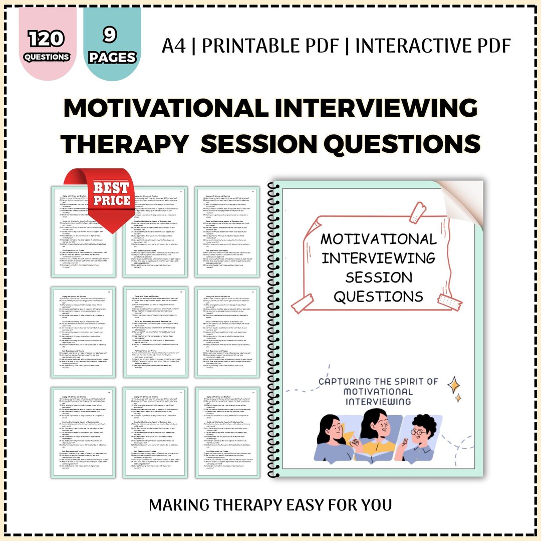 MI Therapy Questions PDF | Mental Health Counseling Tool (printable ...