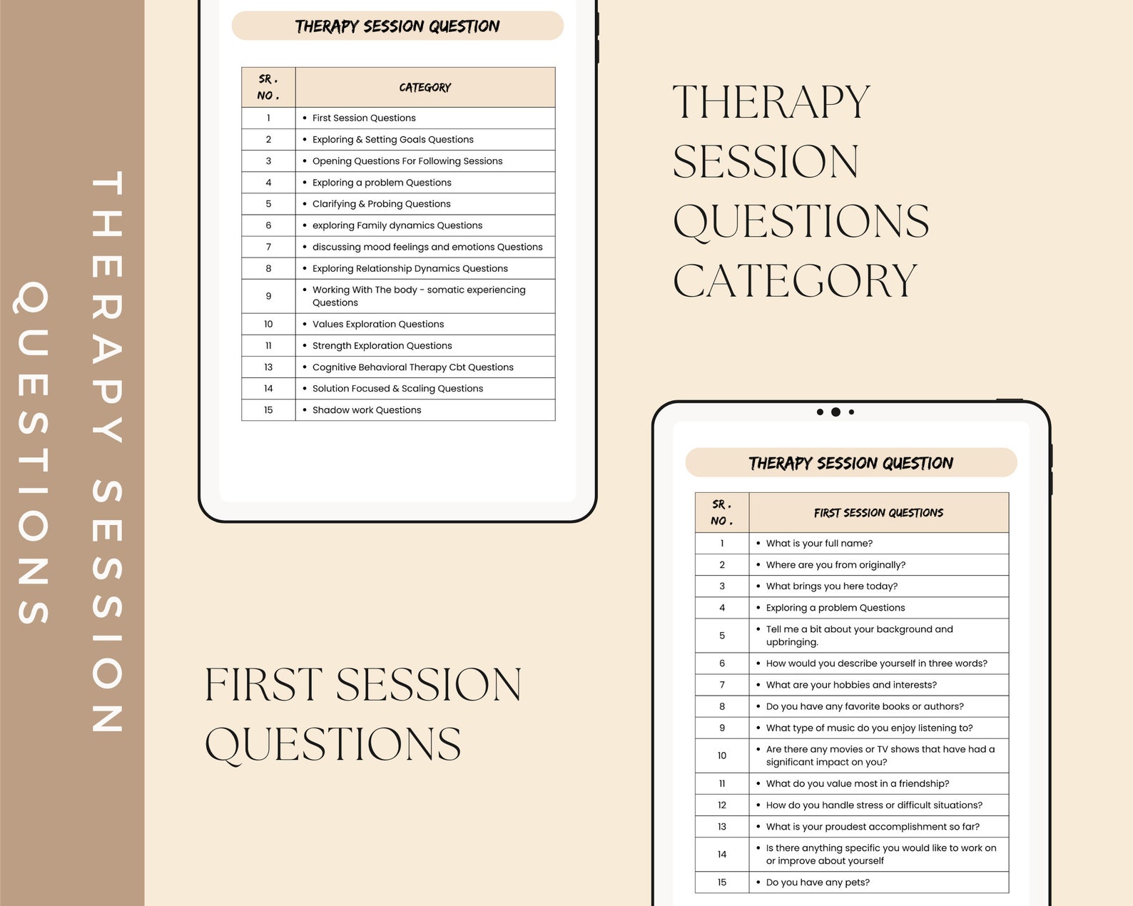 Therapy Session Questions Bundle: Clinical Tools & Counseling Notes ...