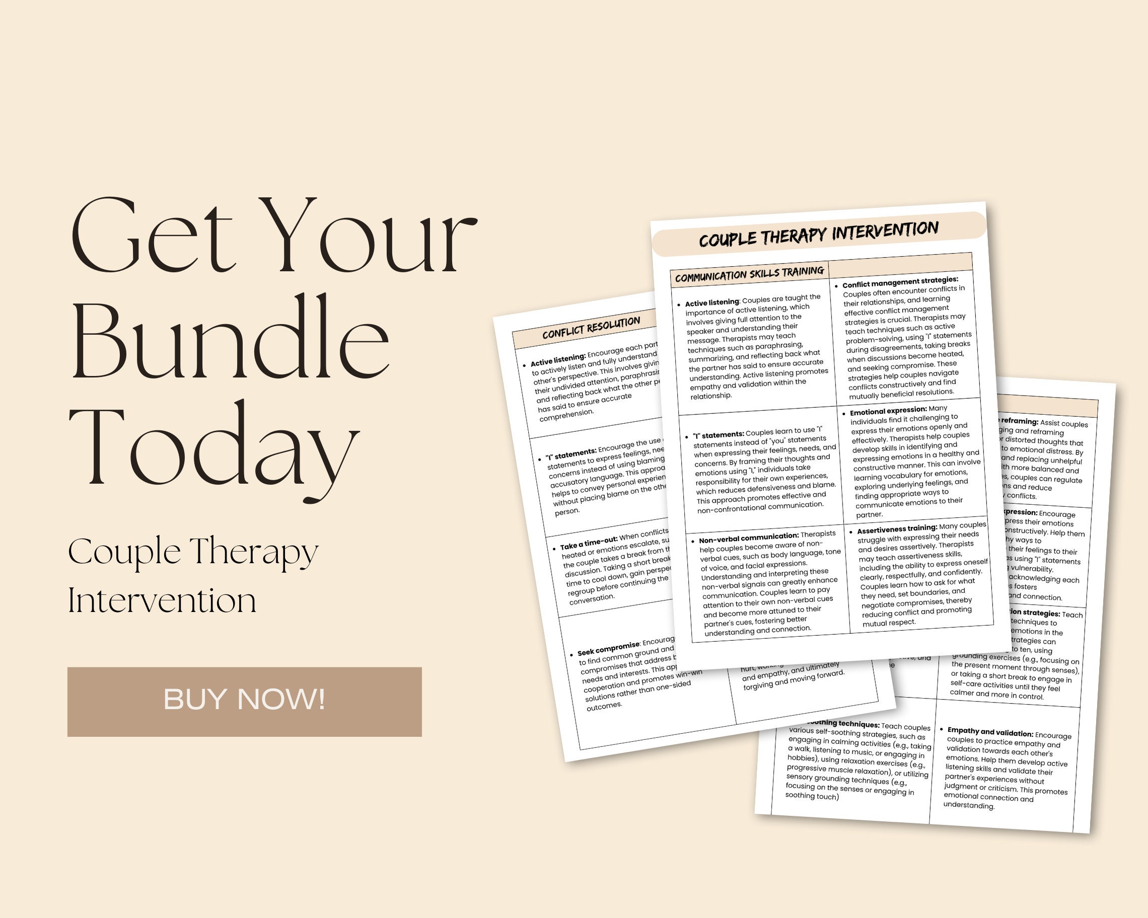 Couples Therapy Interventions: Therapist Cheat Sheets (printable) - Etsy