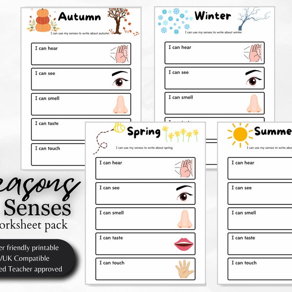 Five Senses Worksheet Template - Etsy